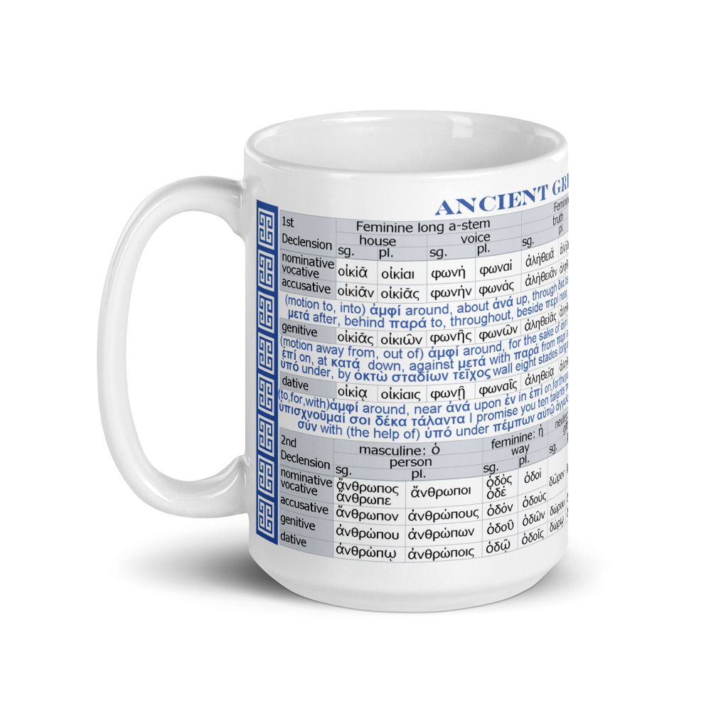 Ancient Greek Declensions Mug with Trigger Words | Language Mugs