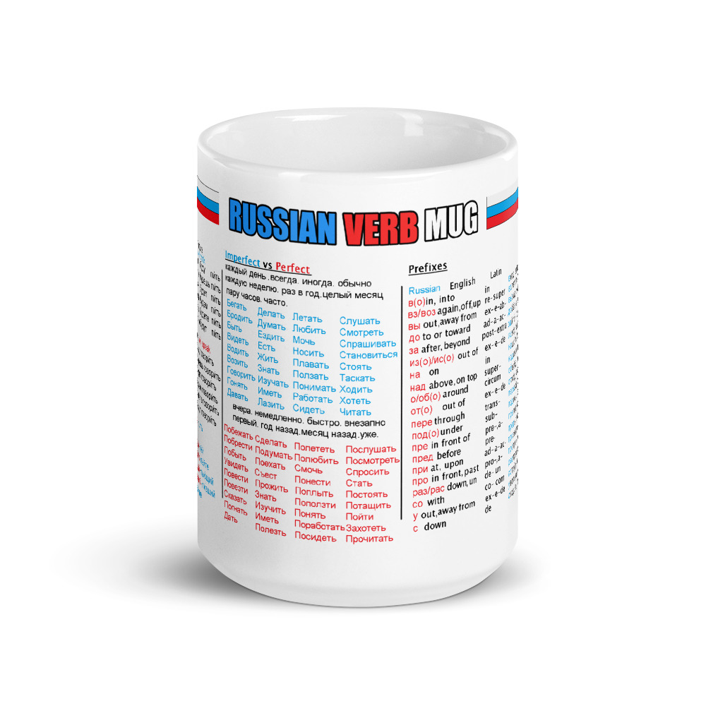 Russian Verb Mug with prefixes, imperfect vs perfect | Language Mugs