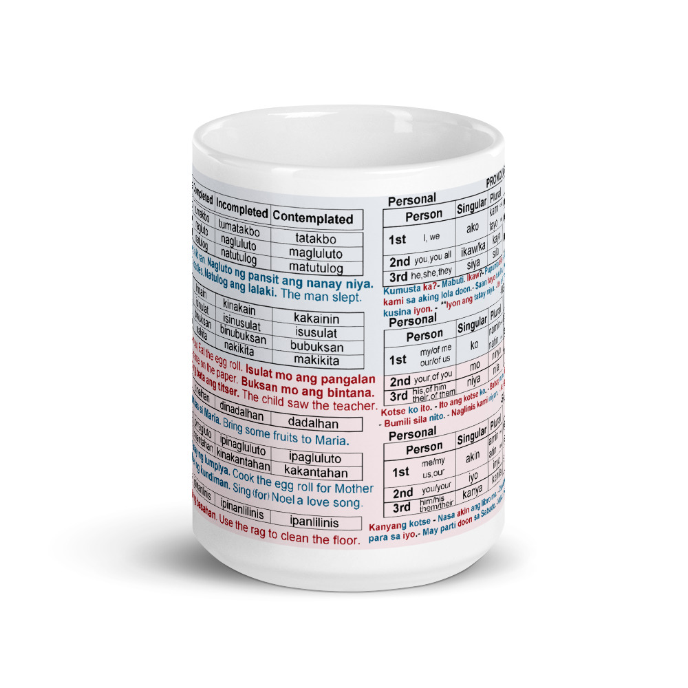 Tagalog Filipino Philippines Verb and Pronoun Grammar Mug | Language Mugs